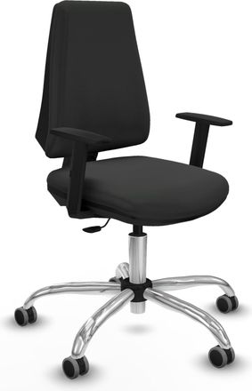 Piqueras y Crespo Elche B&uuml;rostuhl mit 1D-Armlehnen, ausgestattet mit grundlegendem Permanentkontakt und Schneideschaum, 65 mm Rollen, Parkett, Dunkelgrau