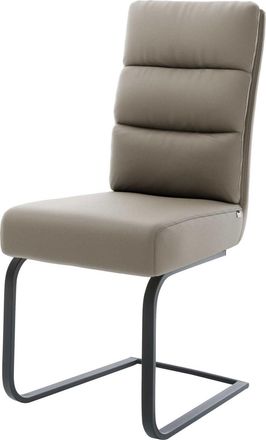 DELIFE Schwingstuhl Pela-Flex Freischwinger flach Schwarz Echt-Leder Schlamm Taschenfederkern