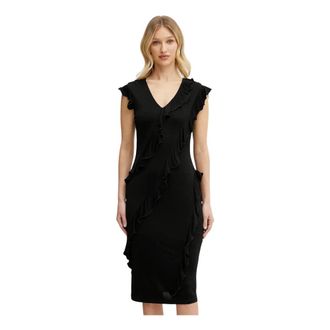 Karl Lagerfeld Ma&szlig;geschneiderter Viskose-Kleid - - Dresses - Damen - Schwarzk - XS