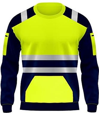 MyMixTrendz Sweat à col rond haute visibilité en polaire haute visibilité pour le travail doux, chaud et confortable S/2XL, Jaune marine, XXL
