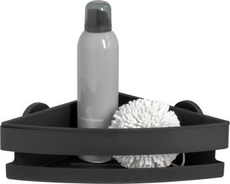 Tiger Noon Duschkorb, Premium-Duschablage aus Edelstahl, Eckversion, Farbe: Schwarz, mit herausnehmbaren Einsatz, B x H x T: 22 x 8 x 22 cm