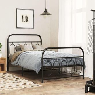 vidaXL Cadre de lit m&eacute;tal sans matelas avec pied de lit noir 100x190cm Vidaxl