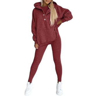 Generic Ensemble de d&eacute;tente pour femme avec capuche et pantalon imprim&eacute; d&eacute;contract&eacute; &agrave; capuche et pantalon imprim&eacute; pour femme - Ensemble de v&ecirc;tements de d&eacute;tent