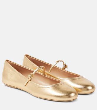 Gianvito Rossi Ballerinas Carla aus Metallic-Leder