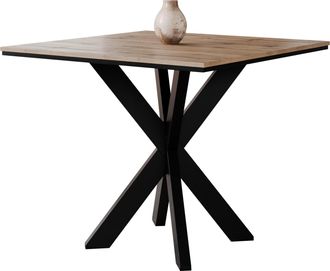 Mirjan24 Tisch Pilto, Praktischer Esszimmertisch, Wohnzimmertisch, Küchentisch, Schwrz Metallbeine, Tisch für Esszimmer, Essgruppe (Wotan Eiche/Schwarz)