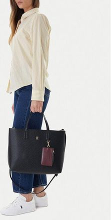 Tommy Hilfiger Handtasche Th Icon Satchel Mono AW0AW18123 Dunkelblau