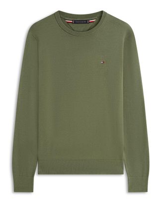 Tommy Hilfiger Leichter Pullover aus Baumwolle mit kleinem Flag-Aufn&auml;her in