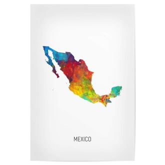 artboxONE Poster 30x20 cm Kartografie Mexico Watercolor Map - Bild Mexico Mexico Painting
