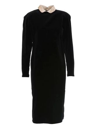 Versace robe en velours à coupe mi-longue - Noir