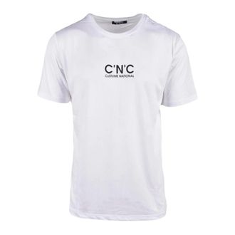 Costume National Homme, Tops, Blanc, Taille: 2XL T-shirt en coton avec design unique