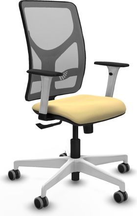 Piqueras y Crespo B&uuml;rostuhl, R&uuml;ckenlehne mit Netzstoff, mit wei&szlig;en und schwarzen Armlehnen, h&ouml;henverstellbare Lendenwirbelst&uuml;tze, ausgestattet mit 3 Positionen, Grau/Cr