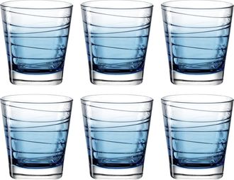 Leonardo Leonardo Vario Struttura Trink-Gl&auml;ser 6er Set, sp&uuml;lmaschinenfeste Wasser-Gl&auml;ser, bunte Trink-Becher aus Glas, Getr&auml;nke-Set, blau, 250 ml, 026838