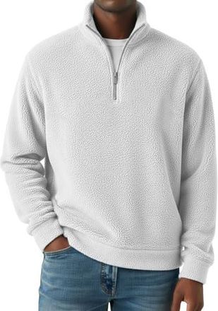 Generic Sweatshirts pour hommes, pulls pour hommes, automne et hiver, manches longues, col en V, fermeture éclair, décontracté, couleur unie, haut à manches l