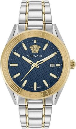 Versace Homme, Accessoires, Gris, Taille: ONE Size Montre habill&eacute;e en acier inoxydable avec affichage de la date
