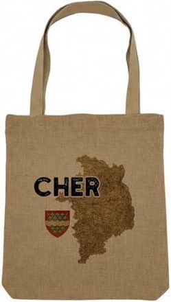 Fabulous Sac Shopping Tote Bag Aspect Lin - Cher 18 D&eacute;partement Bourges Carte Ancienne Rare - Sac de Courses Toile Epaisse 360g Beige Naturel Cabas Port&eacute; Epaul