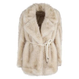 Sportmax Femme, Vestes, Beige, Taille: 36 FR Veste Rosaria en fausse fourrure