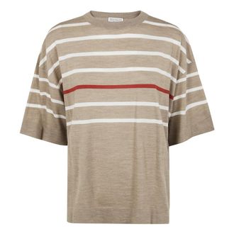Brunello Cucinelli Pullover mit Rundhalsausschnitt und kurzen &Auml;rmeln - - Knitwear - Damen - Braun - L