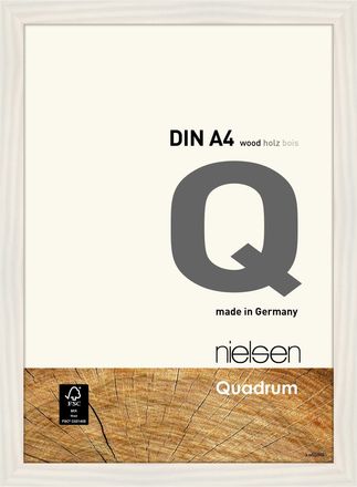 Nielsen Design Bilderrahmen, 21 x 29,7 cm (A4), Holz, Weiß, Dokumentenrahmen zum Aufhängen im Hoch- & Querformat, Echtglas, Quadrum