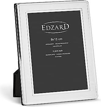 Edzard Edzard Cadre Photo Nardo, argenté raffiné, résistant au ternissement, pour Photo 9 x 13 cm, inclut 2 cintres