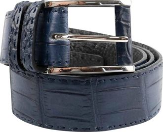 Kiton Homme, Accessoires, Bleu, Taille: 105 CM Ceinture en cuir de crocodile