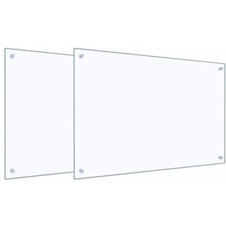 vidaXL K&uuml;chenr&uuml;ckwand 2 pcs Transparent 90 x 60 cm Geh&auml;rtetes Glas vidaXL