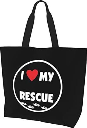 AOOEDM I Love My Rescue Ladies Canvas Tote Sac &agrave; provisions r&eacute;utilisable