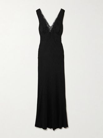 Chloé Robe Du Soir En Jacquard De Soie À Finitions En Dentelle - Noir