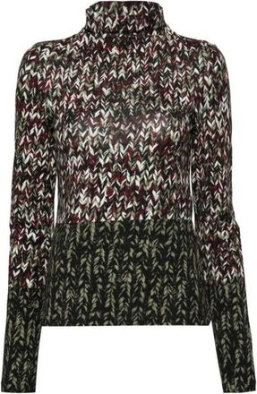 Loewe Femme, Pulls, Multicolore, Taille: 40 FR T-shirt &agrave; col montant et manches longues en coton avec motif brod&eacute;