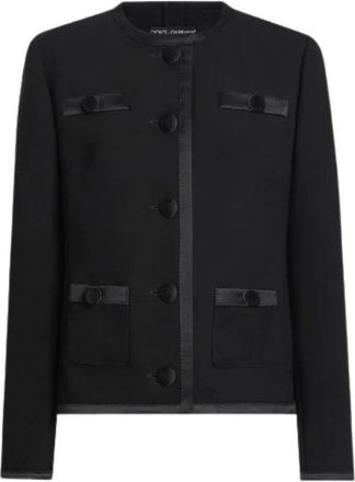 Dolce & Gabbana Veste en laine &agrave; un bouton - Femme - Vestes - Noir - Taille: 40 FR