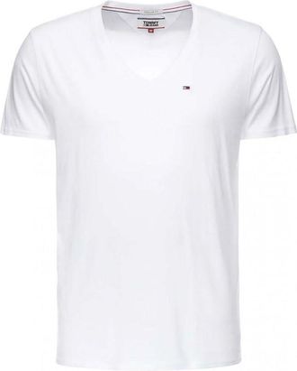 Tommy Jeans Herren T-Shirt Kurzarm TJM Original V-Ausschnitt, Wei&szlig; (Classic White), 3XL
