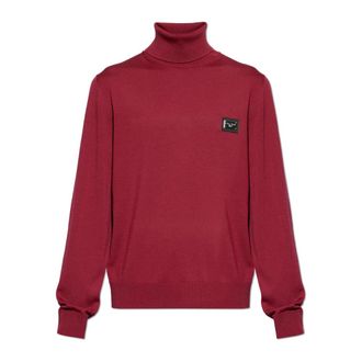 Dolce & Gabbana Rollkragenpullover mit Logo-Applikation - - Knitwear - Herren - Rot - 2XL