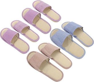 IFUNDOM Lot de 4 Paires de Pantoufles en Lin &agrave; Carreaux Fins Taille 38-39 44-45 L&eacute;g&egrave;res et Respirantes Pantoufles DInt&eacute;rieur Ext&eacute;rieur pour Femmes et Hommes p
