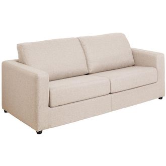 Vente-Unique Canap&eacute; 3 places convertible express en tissu beige - Couchage 140 cm - Matelas 14 cm DONETO