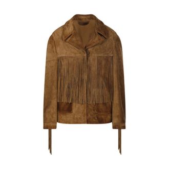 Golden Goose Femme, Vestes, Brun, Taille: 38 FR Veste de voyage à franges pour femme