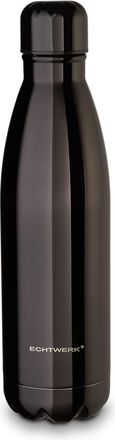 Echtwerk Trinkflasche Shiny, Black-Edition, Thermosflasche, Isolierflasche, BPA-frei, Auslaufsicher, Bruchsicher, Flasche für Sport/Uni/Schule/Outdoor, 500 ml