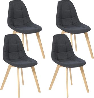 IDMarket Set mit 4 skandinavischen Gaby Stühlen, Stoff, Grau, für Esszimmer