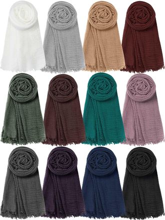 Satinior Hijab-Schal f&uuml;r Damen, langer Kopftuch, leichter Schal, Turban, einfarbig, weich, Hijab f&uuml;r Damen und M&auml;dchen, 80 x 180 cm, Dunkle Farben, Medium