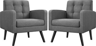 Yaheetech Ohrensessel mit bequemer Rückenlehne Polyester Polstersessel bis 136 kg belastbar Fernsehsessel fürs Wohnzimmer/Schlafzimmer Sessel 2er Set Dunkelgrau