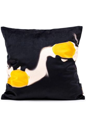 Seletti x Toiletpaper coussin matelassé à imprimé citron (50 cm x 50 cm) - Noir