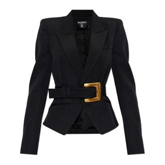 Balmain Wollblazer mit G&uuml;rtel - - Jackets - Damen - Schwarzk - 2XS