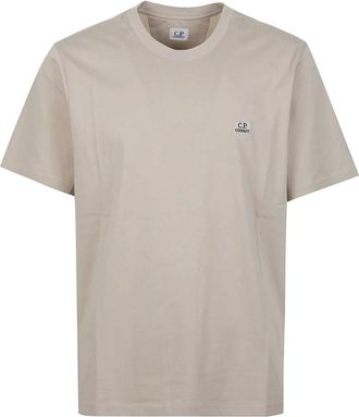 C.P. Company C.p. Company, Homme, Tops, Beige, Taille: L Logo Patch T-Shirt