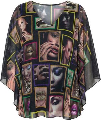 Miamoda Longbluse Meshbluse weite Passform Frauen-Muster