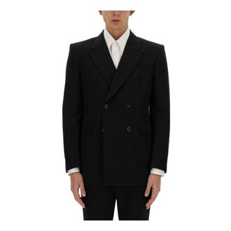 Alexander McQueen Kastige- zweireihige Jacke mit markanten Schultern - - Jackets - Herren - Schwarzk - M
