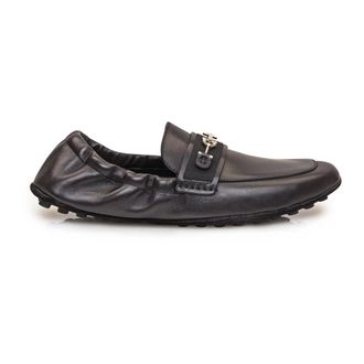 Ferragamo Homme, Chaussures, Noir, Taille: 40 EU Mocassins Noirs Slip-On avec Détail Doré