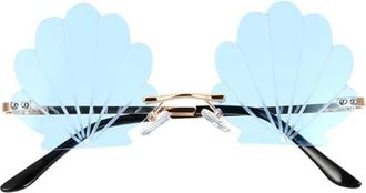 BESPORTBLE Lunettes de Soleil Design Original Cadre Doré avec Verres Bleus pour Fête Photo et Accessoires Amusants