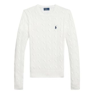 Ralph Lauren Pull en maille torsad&eacute;e &agrave; col rond - Femme - Pulls - Blanc - Taille: 42 FR