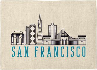 Fabulous Tischset aus Leinen - San Francisco Minimalist Reise USA Amerika - Großes Format 40 x 28,5 cm