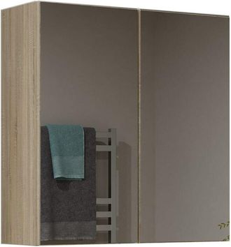 Hucoco Hucoco - sofya - Armoire de toilette murale 2 portes - Meuble sdb avec miroir - Dimensions 60x22x60 cm - Rangement Salle de bain