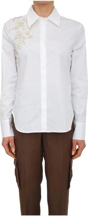 Blugirl Femme, Blouses et Chemises, Blanc, Taille: 42 FR Camicia Reg Pop Str c/Patch