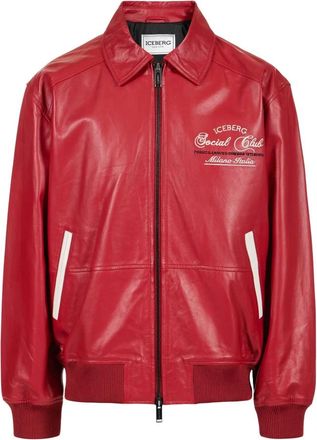 Iceberg Homme, Vestes, Rouge, Taille: M Blouson Aviateur en Cuir